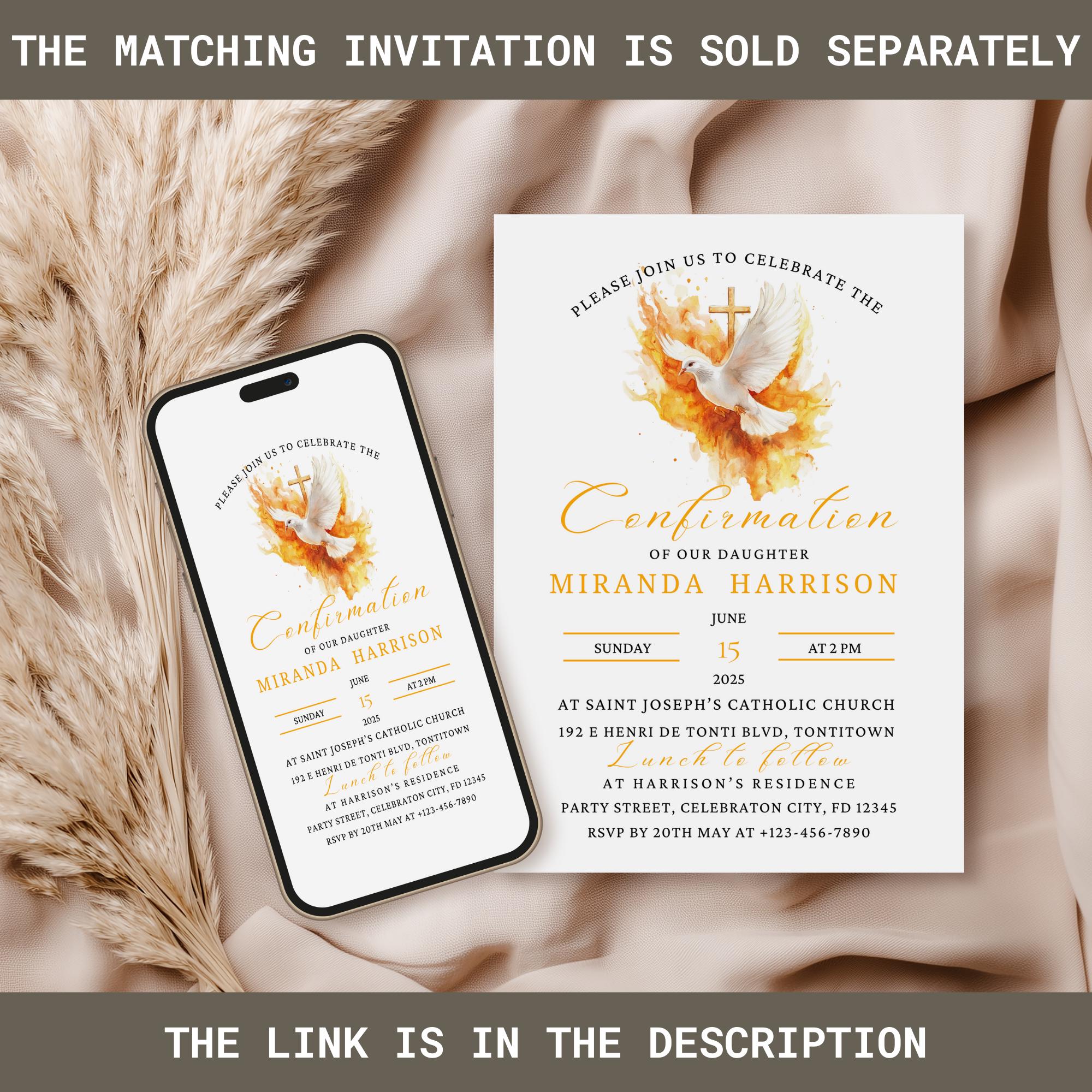 Editable Confirmation Favor Tags: Watercolor Dove, Gold Cross (canva ...