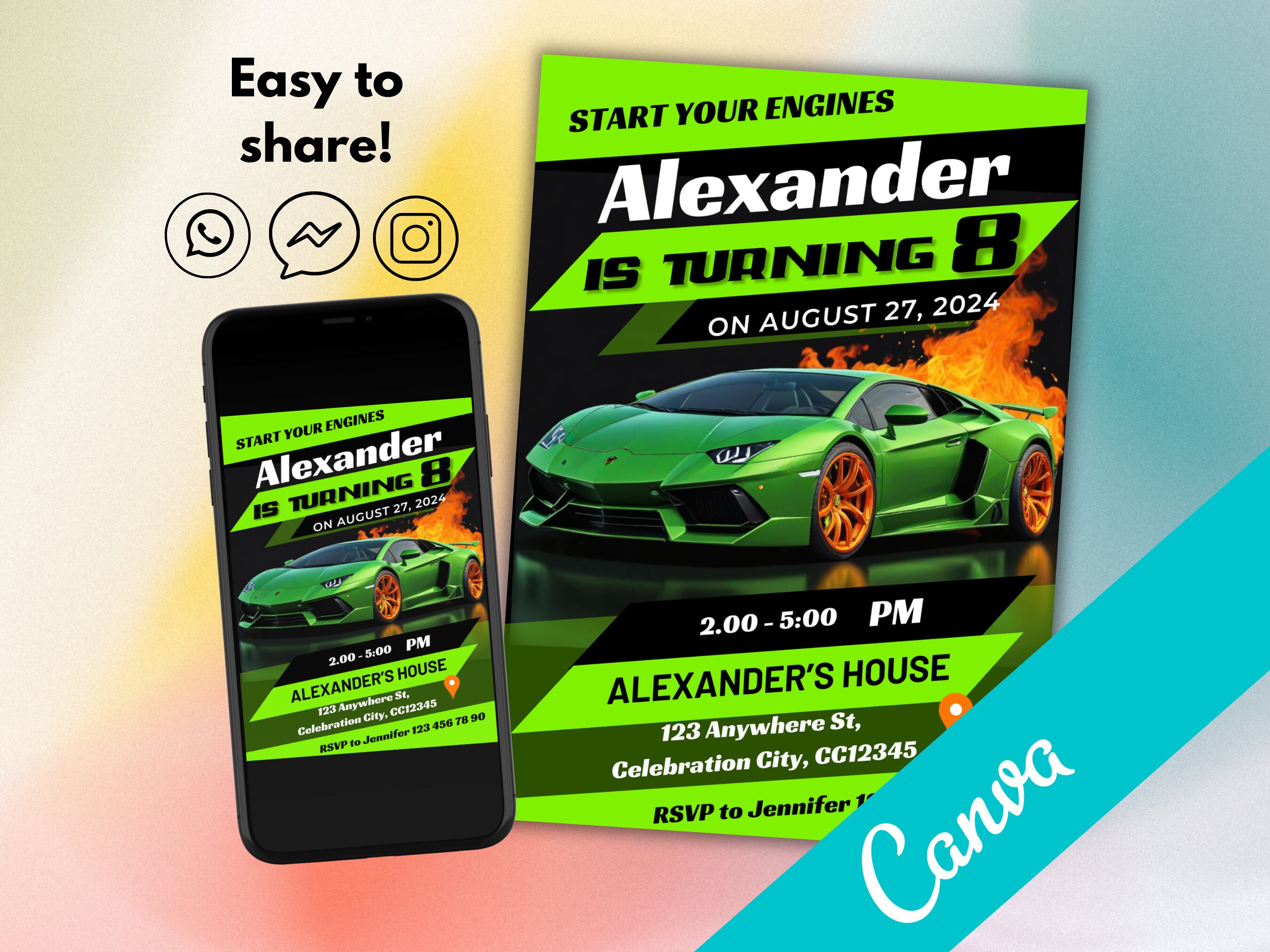 Editable Car Birthday Invitation, Race Car Birthday Template ...