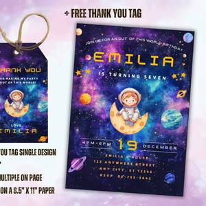 Editable Space Birthday Invitation Template: Galaxy Planets (digital ...