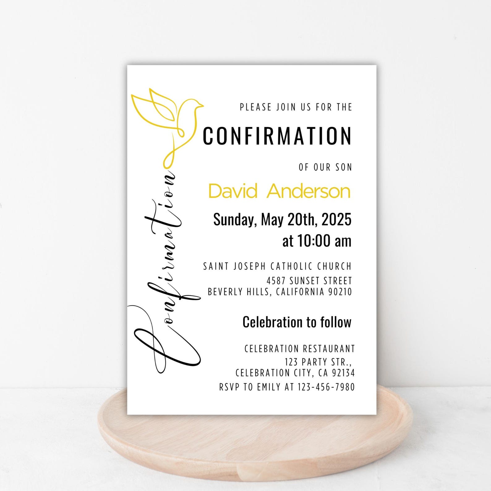 Modern Confirmation Invite Catholic Ceremony | Editable Canva ...