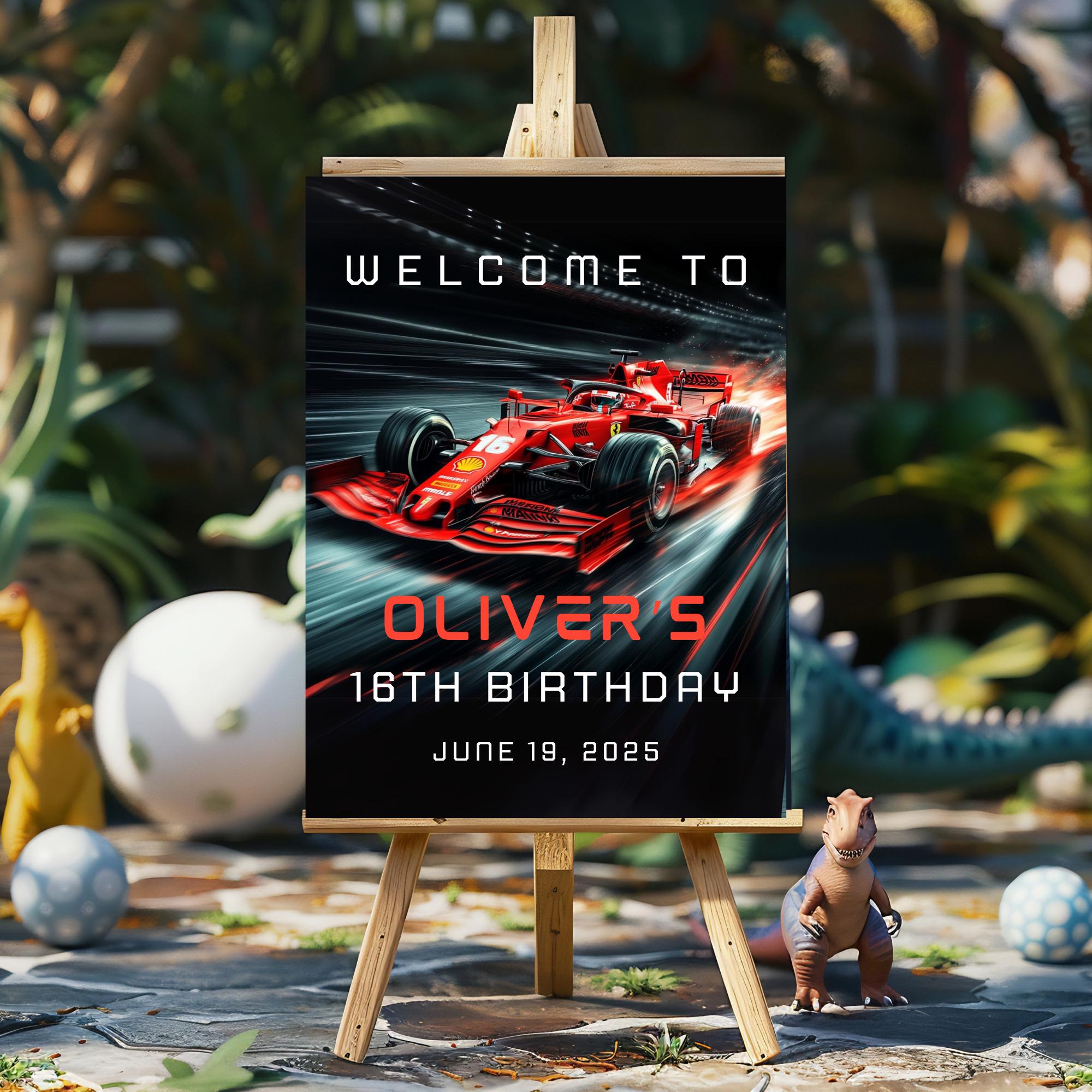 F1 Birthday Welcome Sign , Formula 1 Ferrari Race Car Party Decor - Etsy