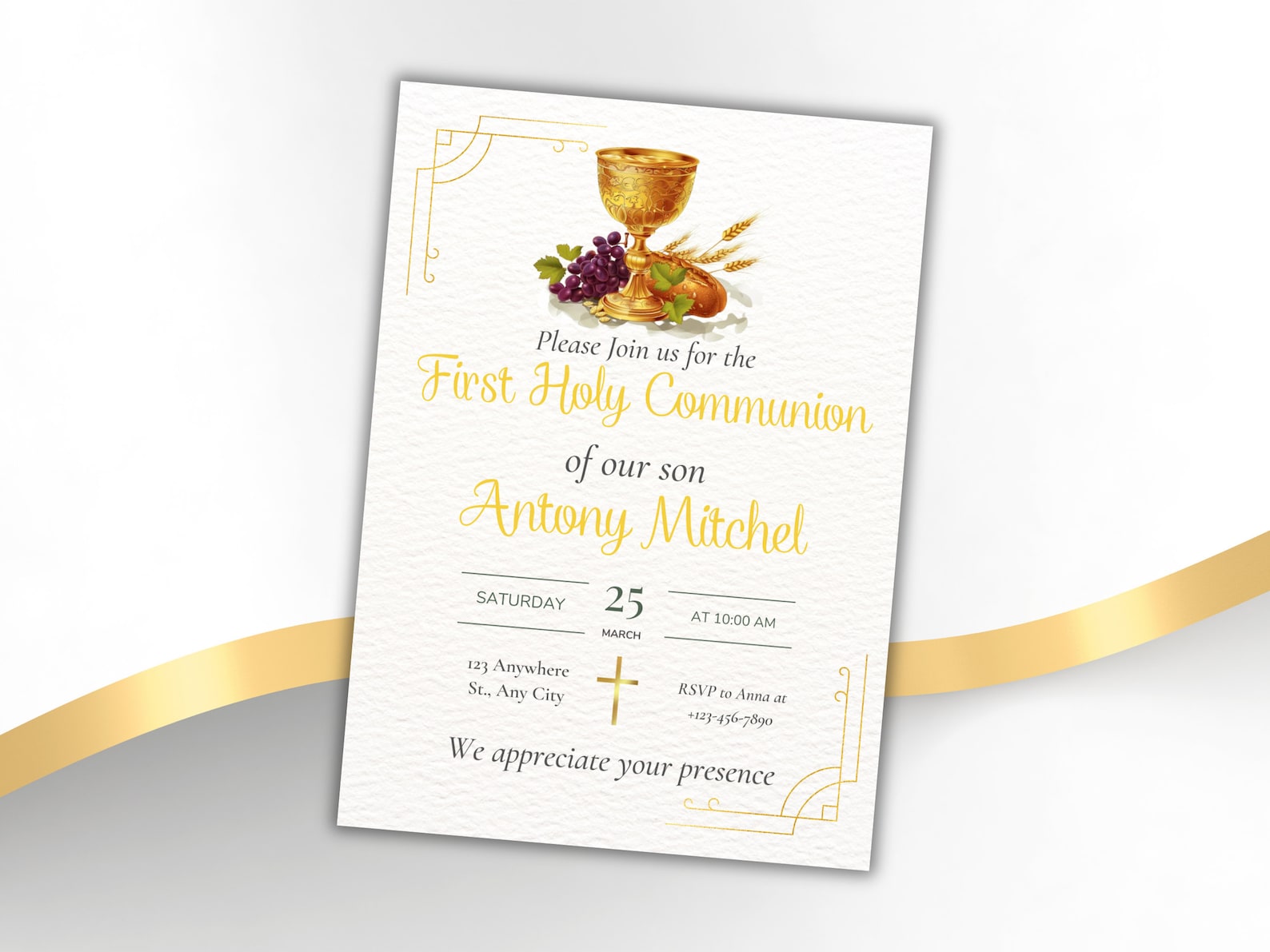 Editable First Communion Invitation Template, Instant Download ...