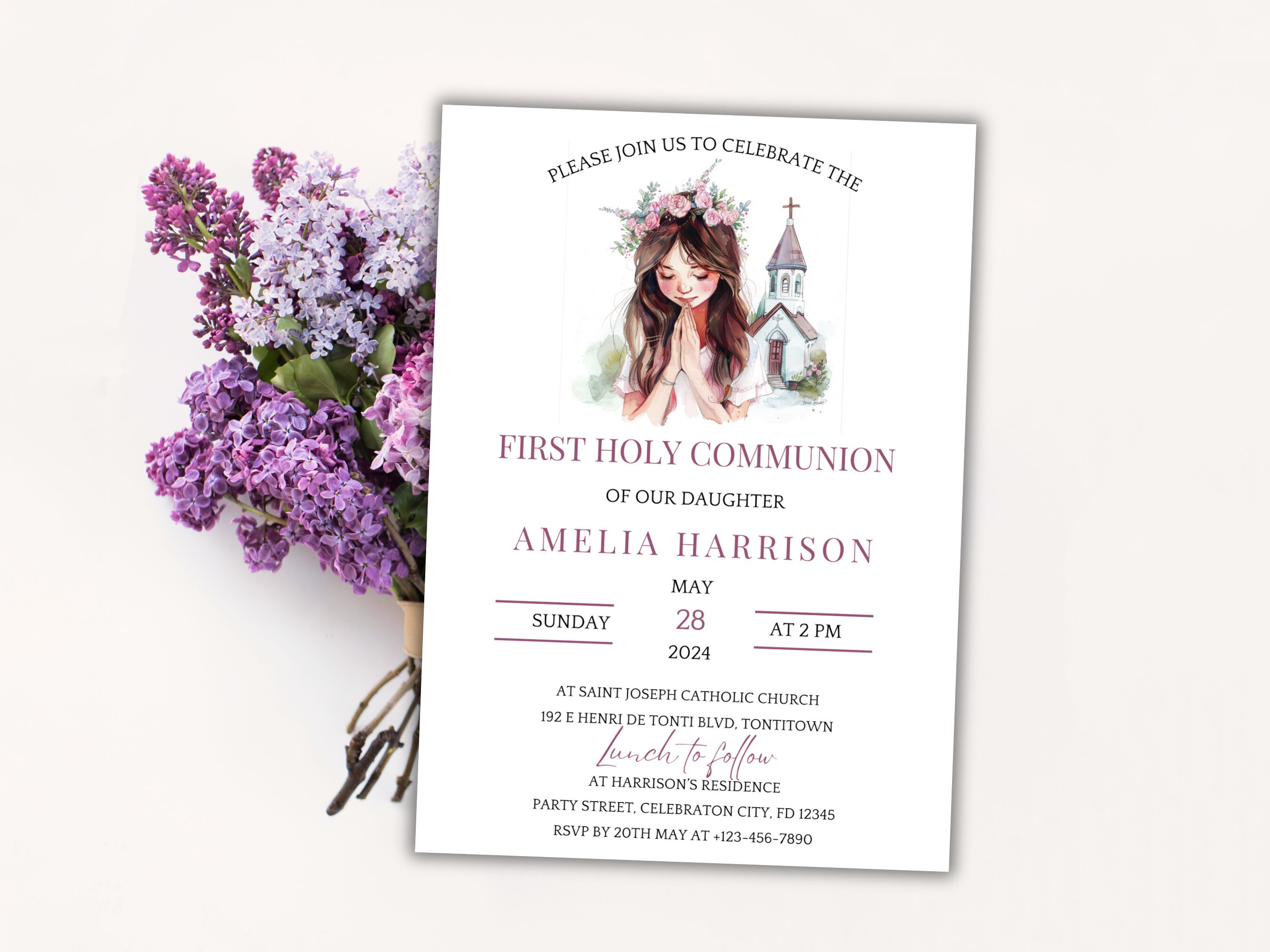 Elegant First Communion Printable Templates, Religious Watercoloured ...