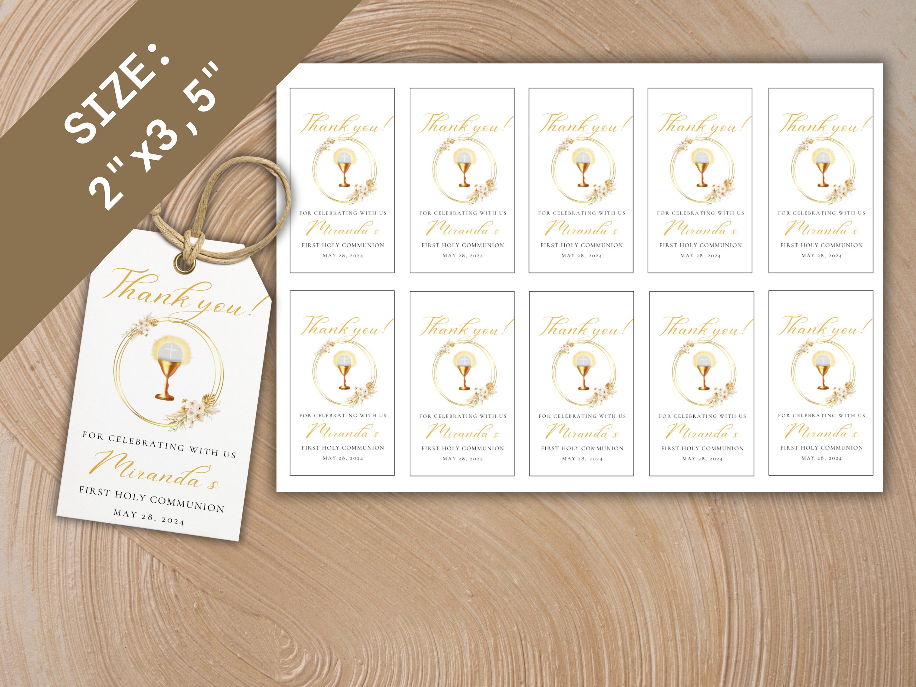 Editable Communion Gift Tag Template: Religious Thank You Labels ...