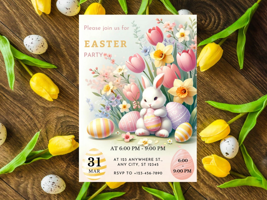 Editable Easter Party Invitation, Printable Easter Party Invitation ...