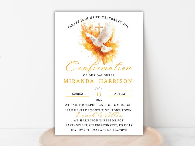 Confirmation Invitation, Catholic Confirmation Invite, Instant Download ...