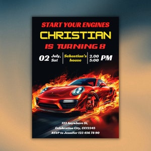 Editable Car Birthday Invitation, Race Car Template,, Porsche Invite ...