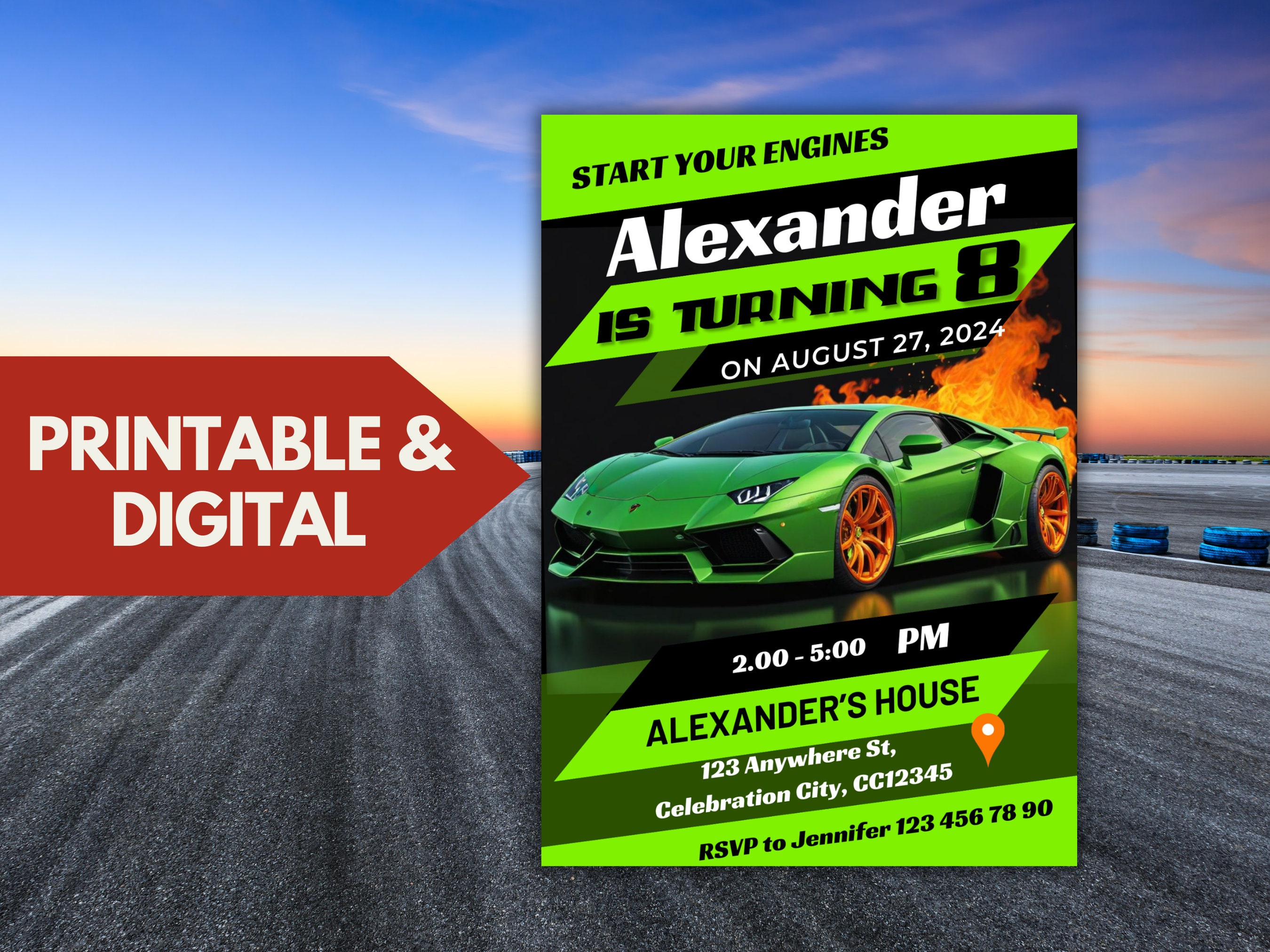 Editable Car Birthday Invitation, Race Car Birthday Template ...