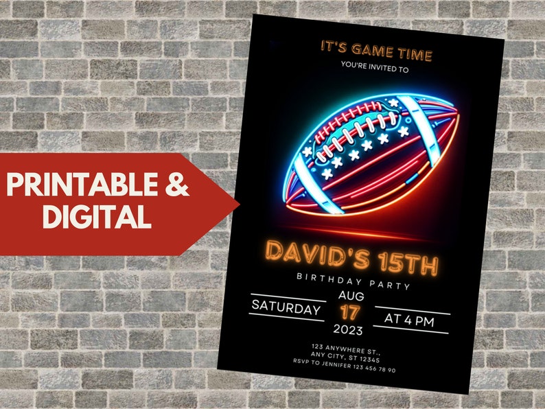 EDITABLE Football Birthday Invitation Sport Party Birthday Invite ...