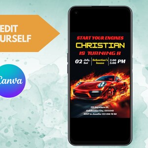 Editable Car Birthday Invitation, Race Car Template,, Porsche Invite ...