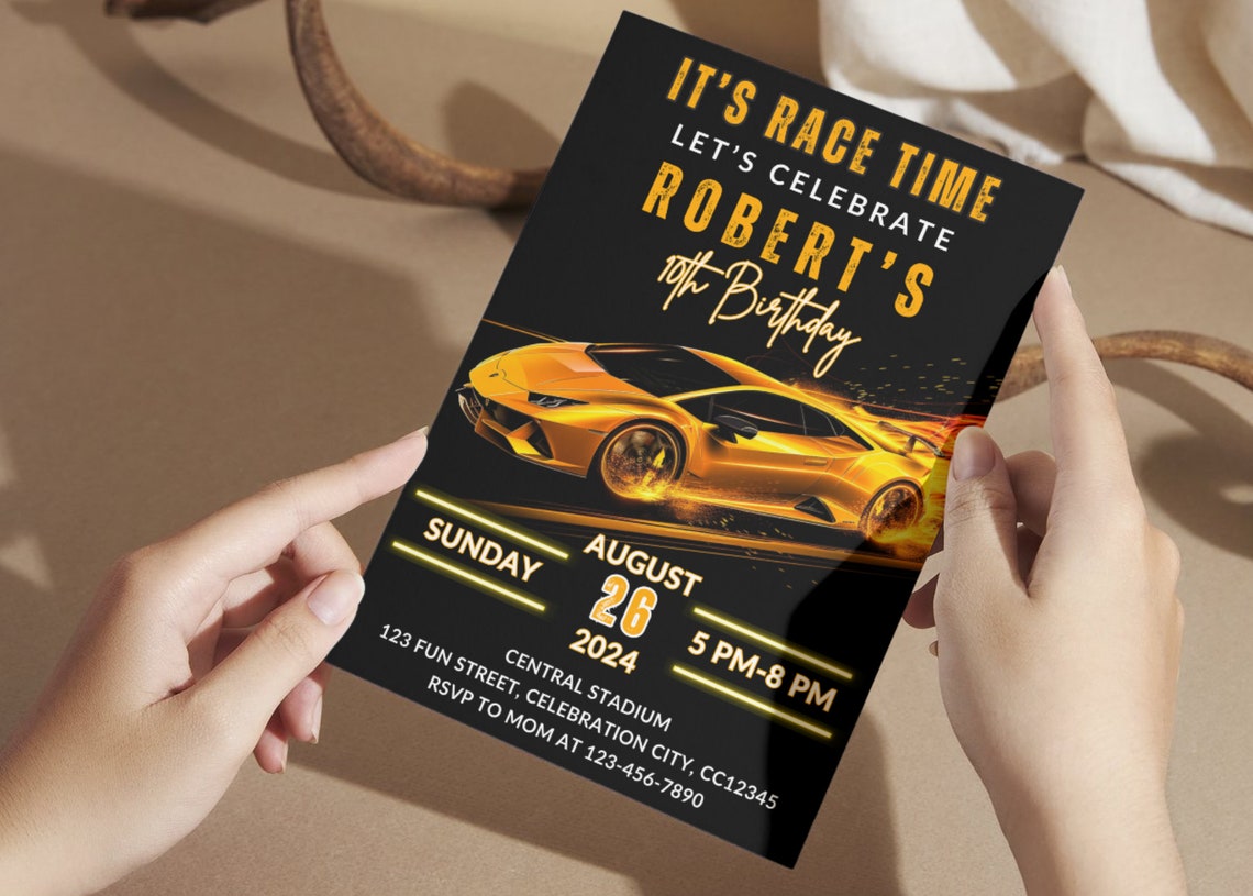 Editable Car Birthday Invitation, Race Car Birthday Template ...