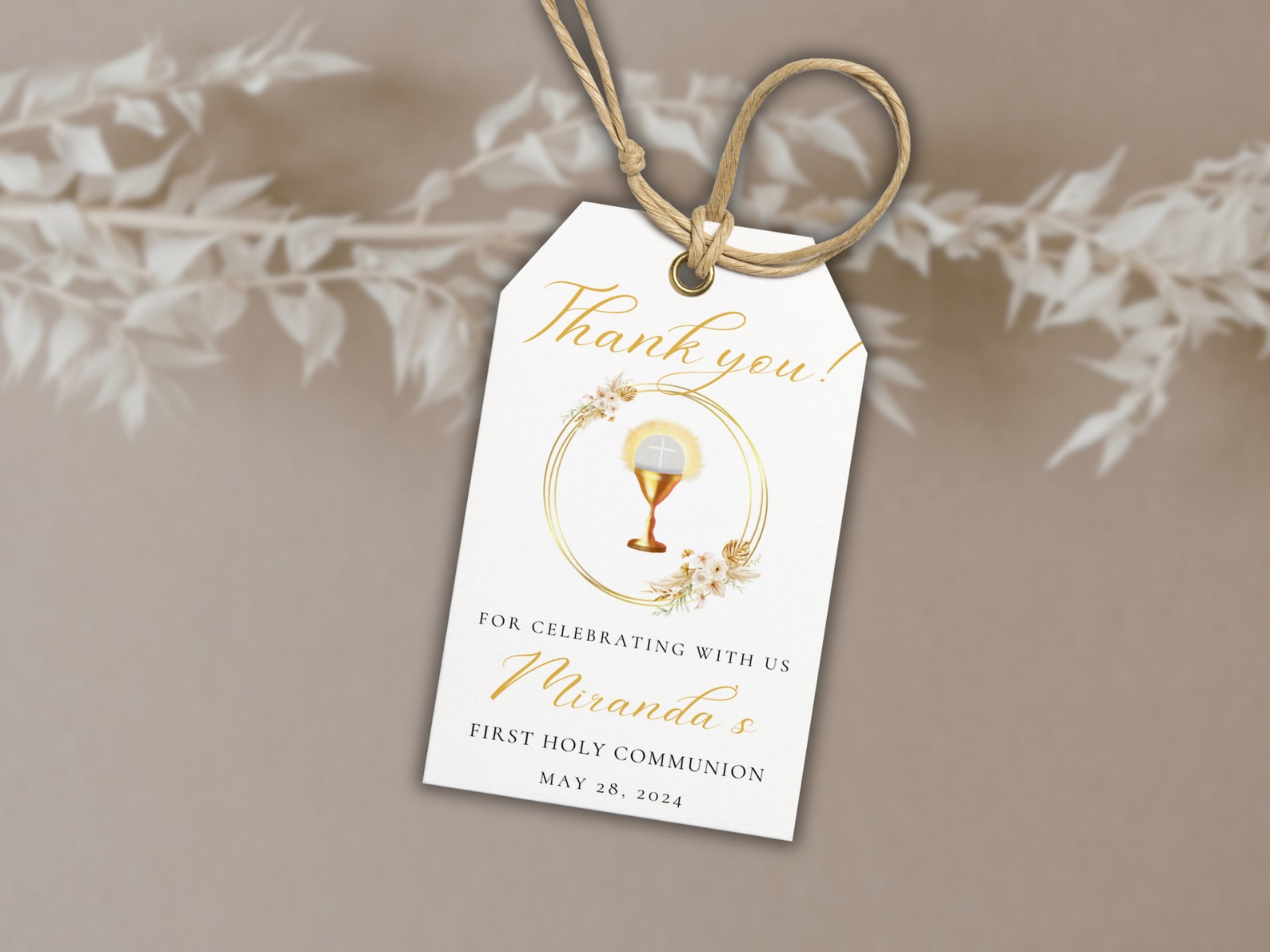 Editable Communion Gift Tag Template: Religious Thank You Labels ...