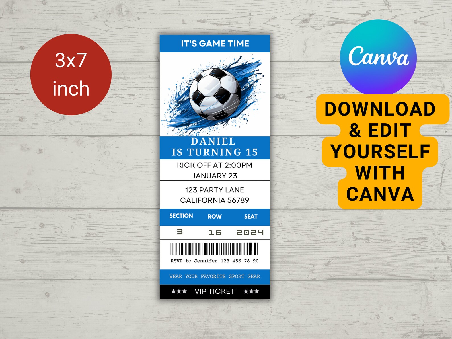 Editable Soccer Ticket Invitation Template: Sport Birthday Party ...