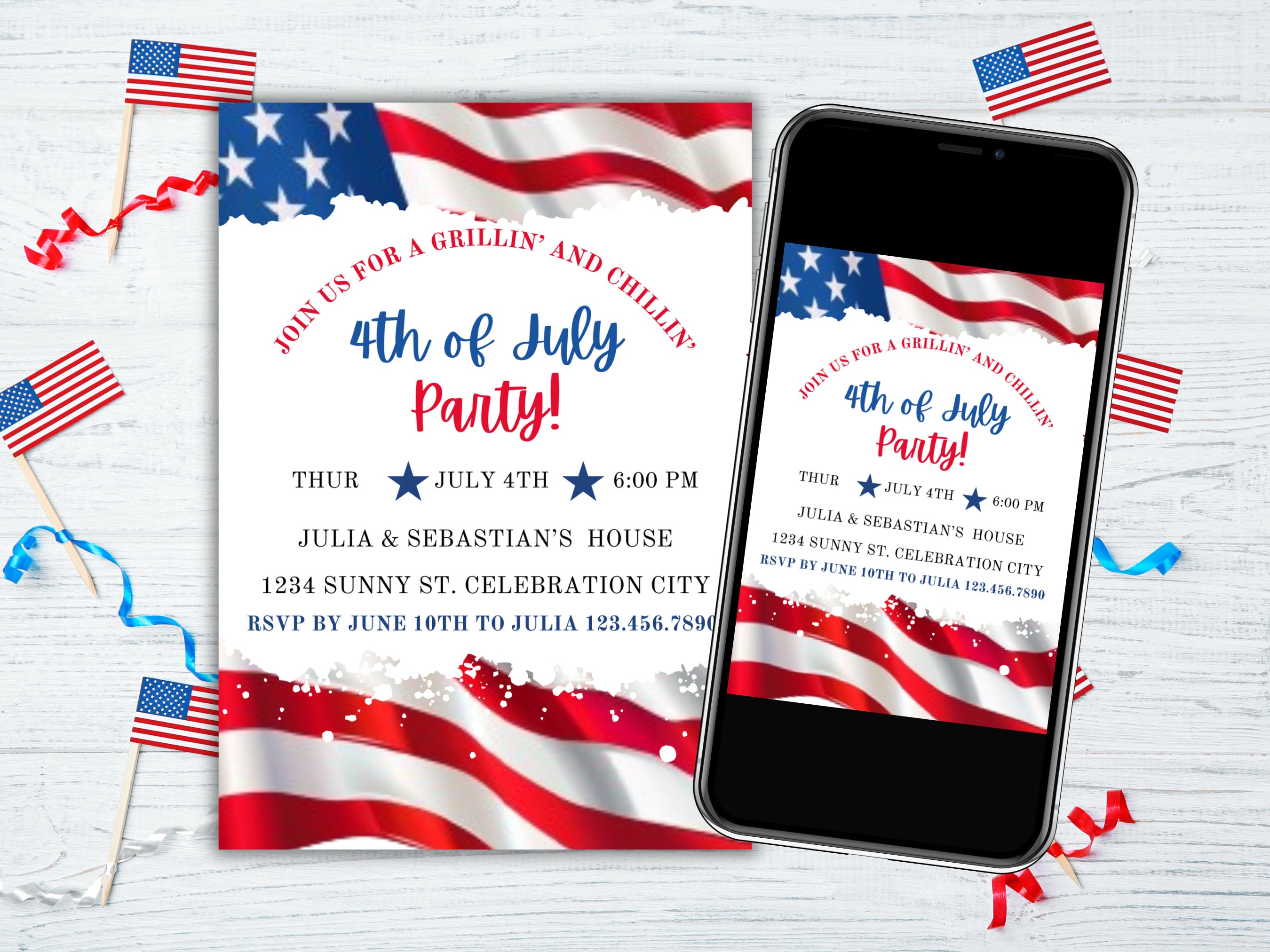 Printable 4th of July Invitation Template Editable Fourth of July ...