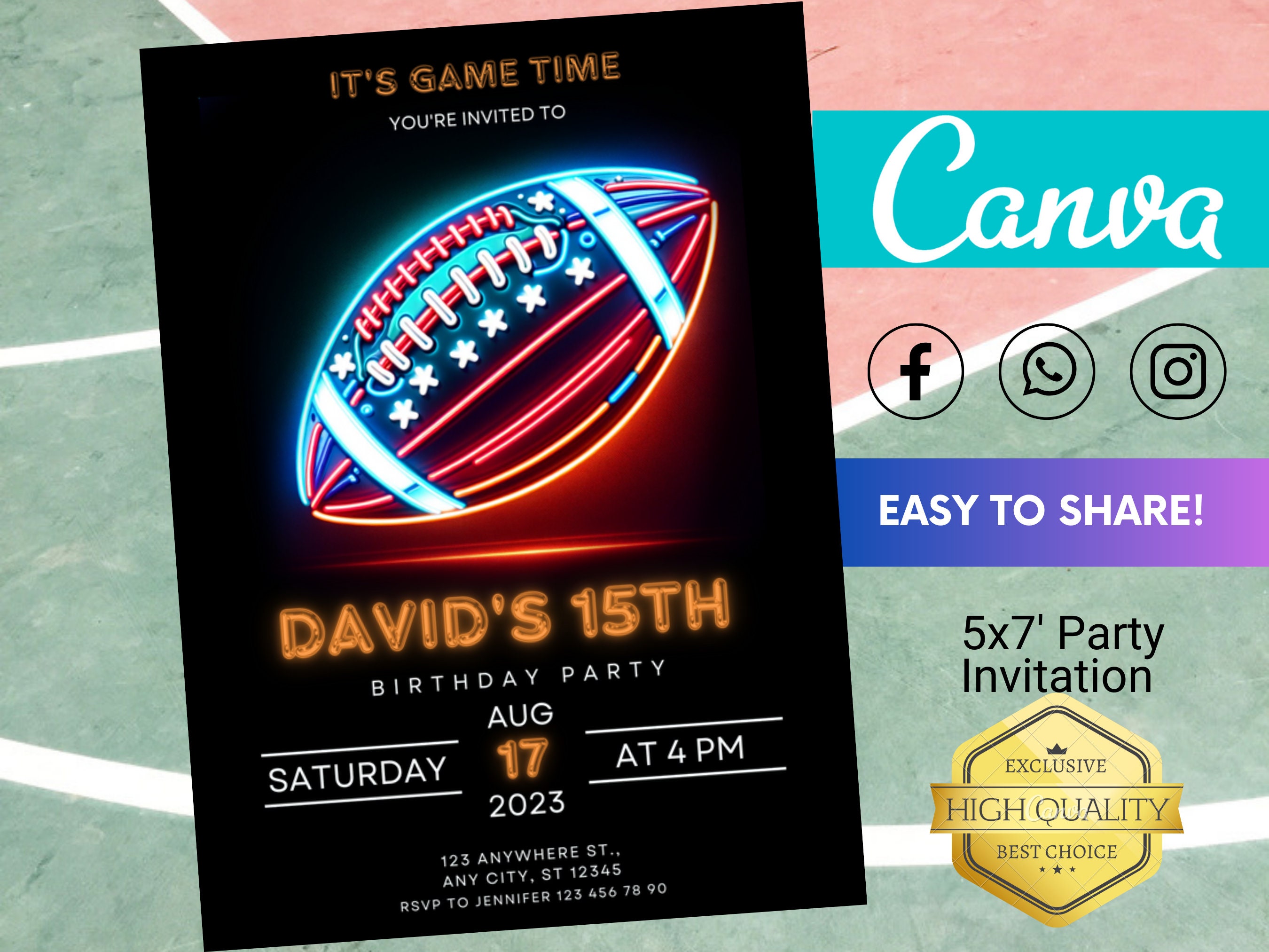 EDITABLE Football Birthday Invitation Sport Party Birthday Invite ...