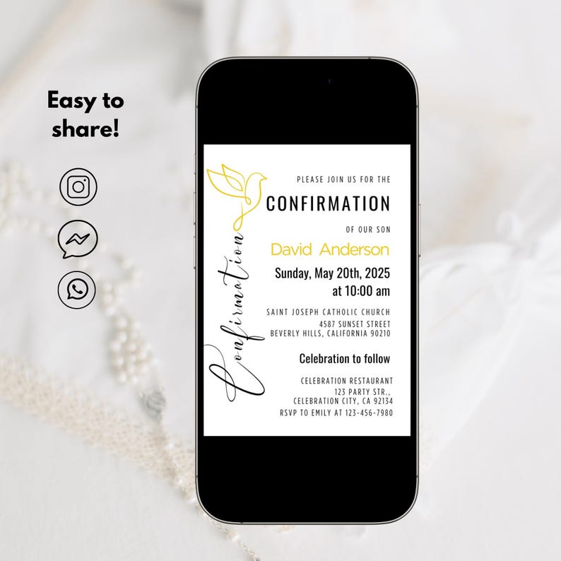 Modern Confirmation Invite Catholic Ceremony | Editable Canva ...