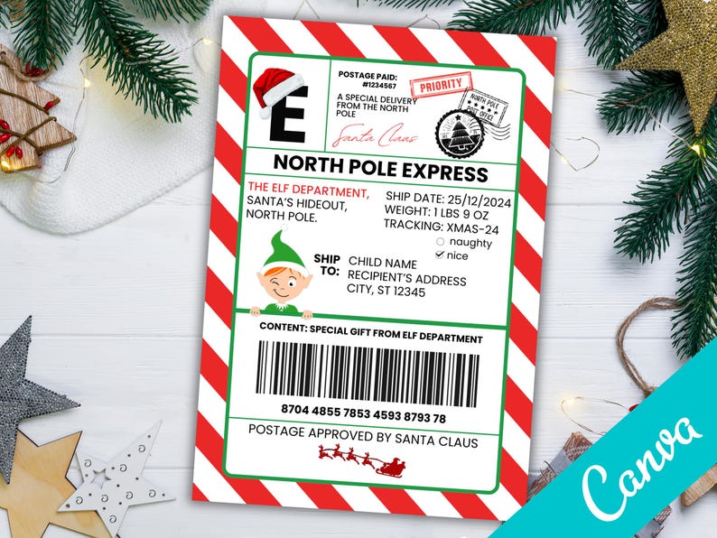 Editable Label Template for Christmas Presents From Santa - Etsy