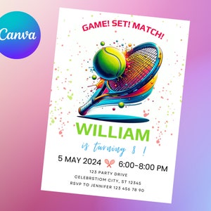 Tennis Birthday Invitation: Printable Tennis Party Invite (editable in ...