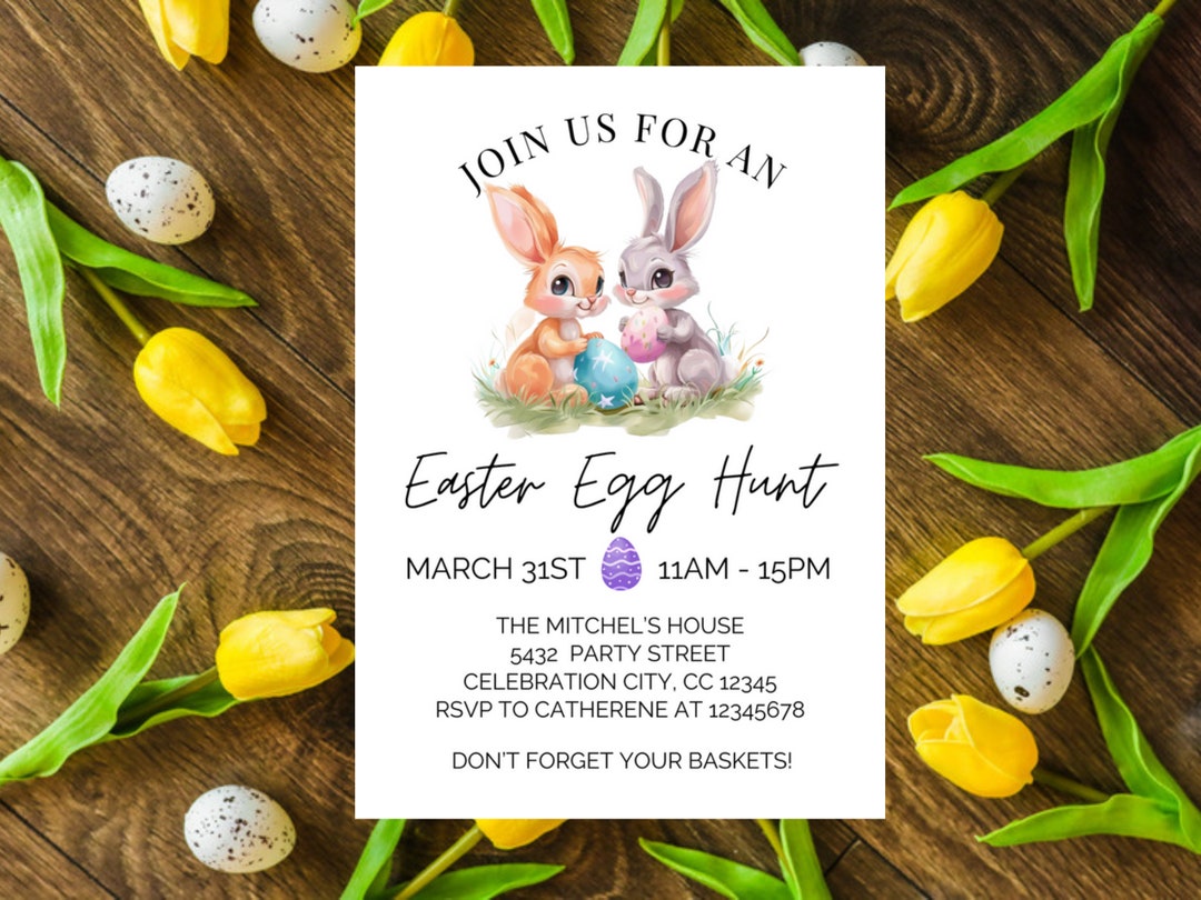 Printable Easter Egg Hunt Invitation, Editable Easter Celebration ...