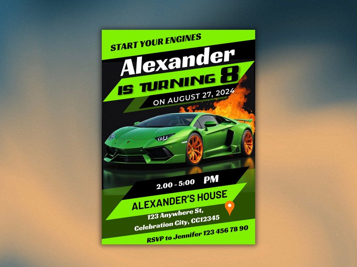 Editable Car Birthday Invitation, Race Car Birthday Template ...