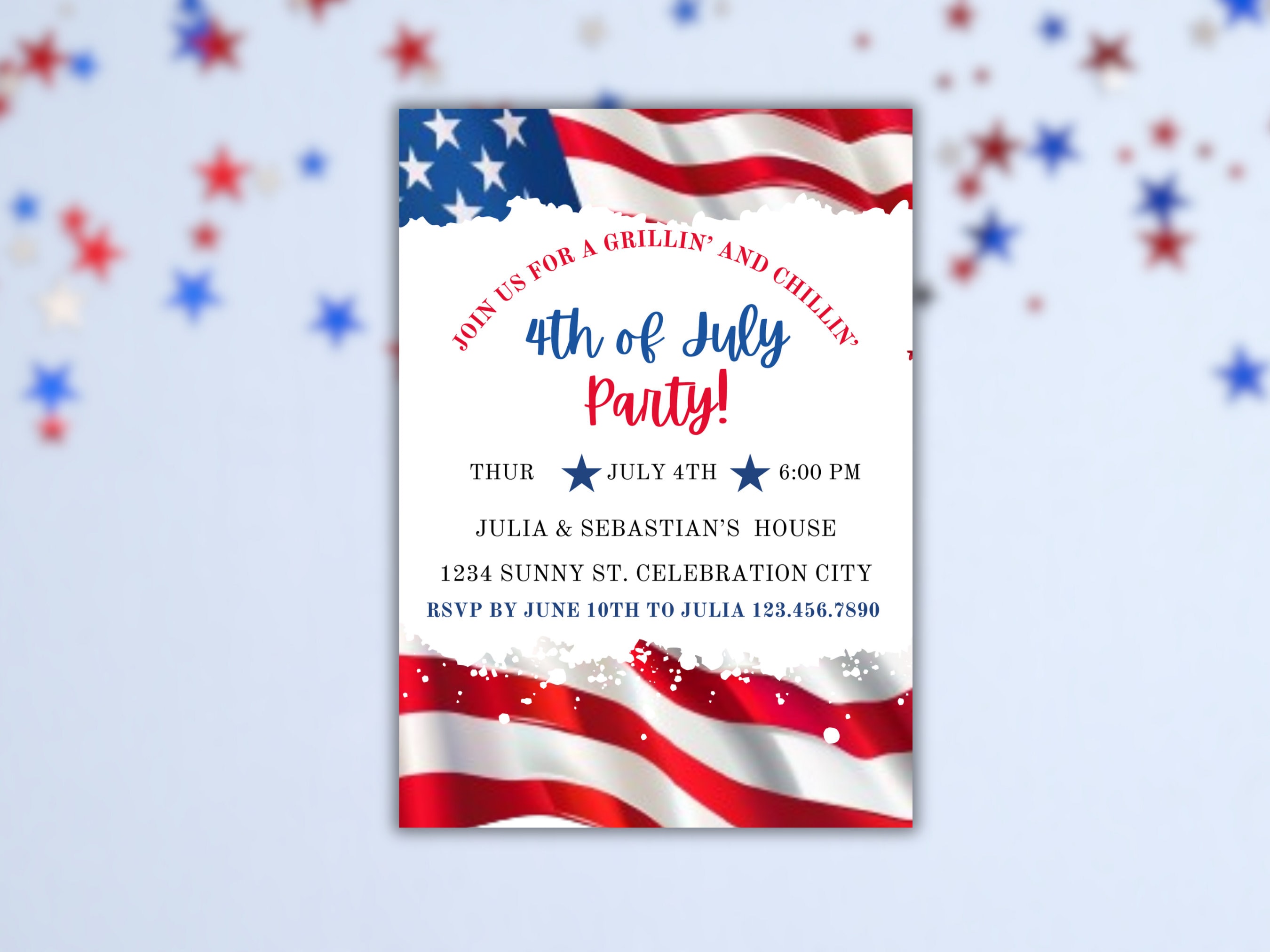 Printable 4th of July Invitation Template Editable Fourth of July ...