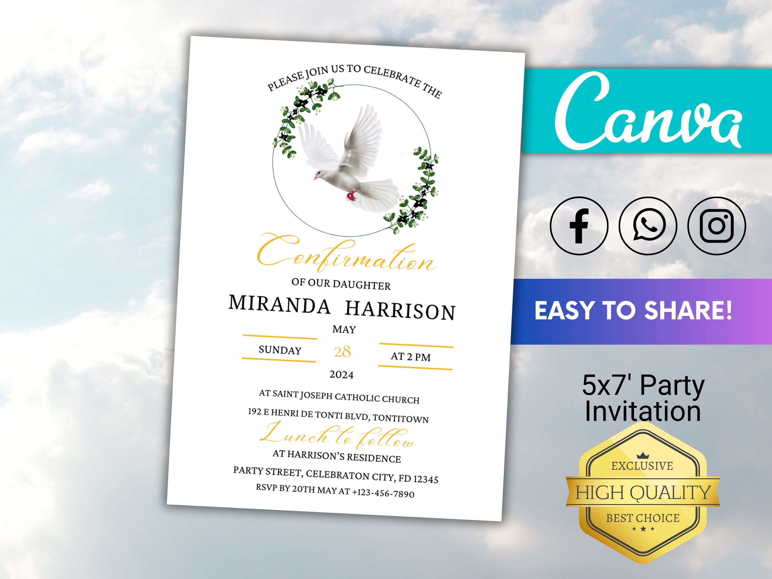 Confirmation Invitation Template, Confirmation Celebration ...
