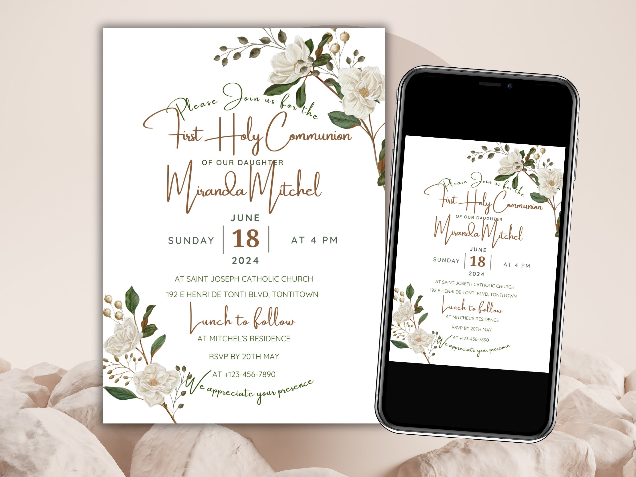 Editable First Communion Invite Personalized Girl's First Holy ...