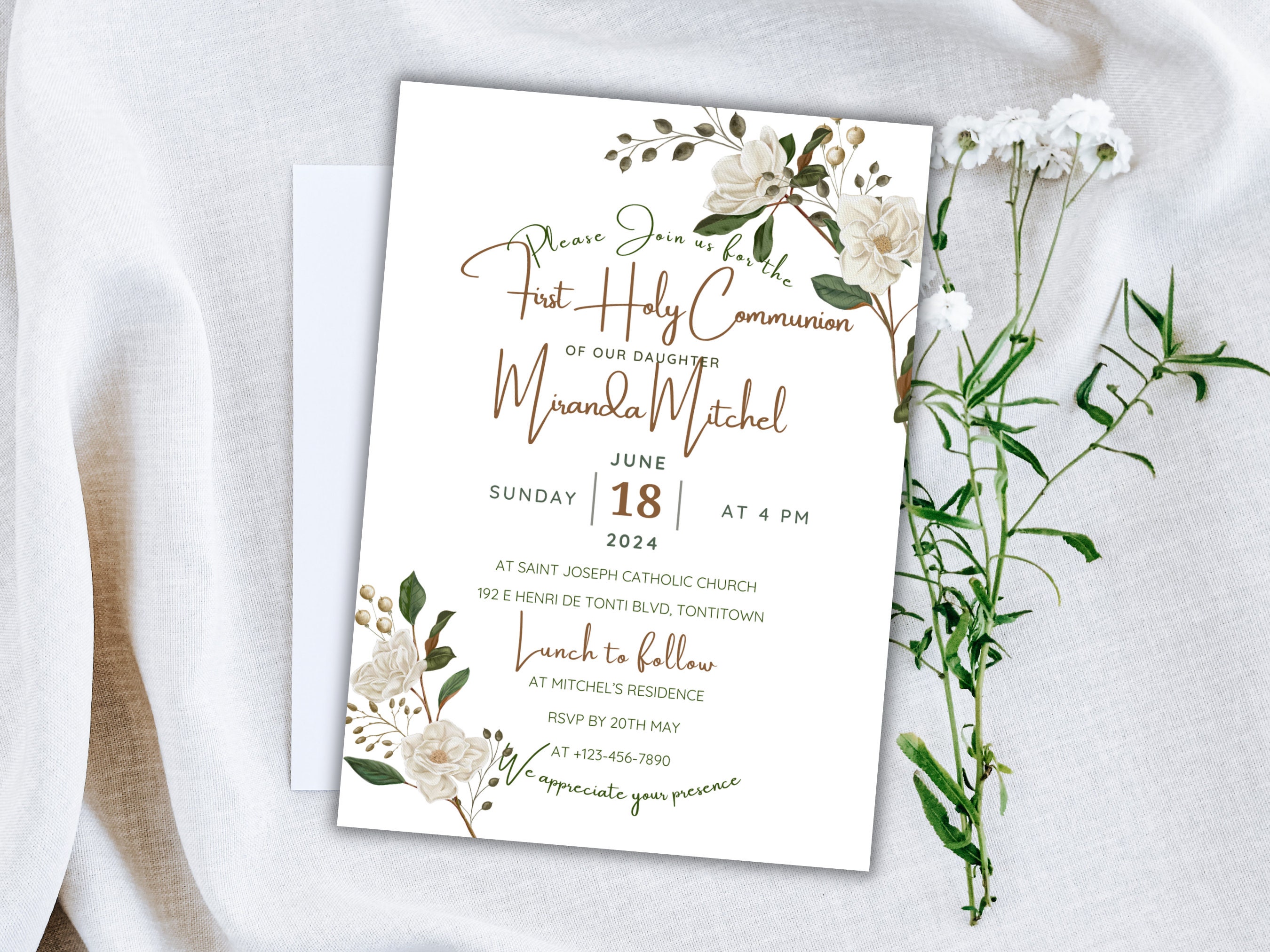 Editable First Communion Invite Personalized Girl's First Holy ...