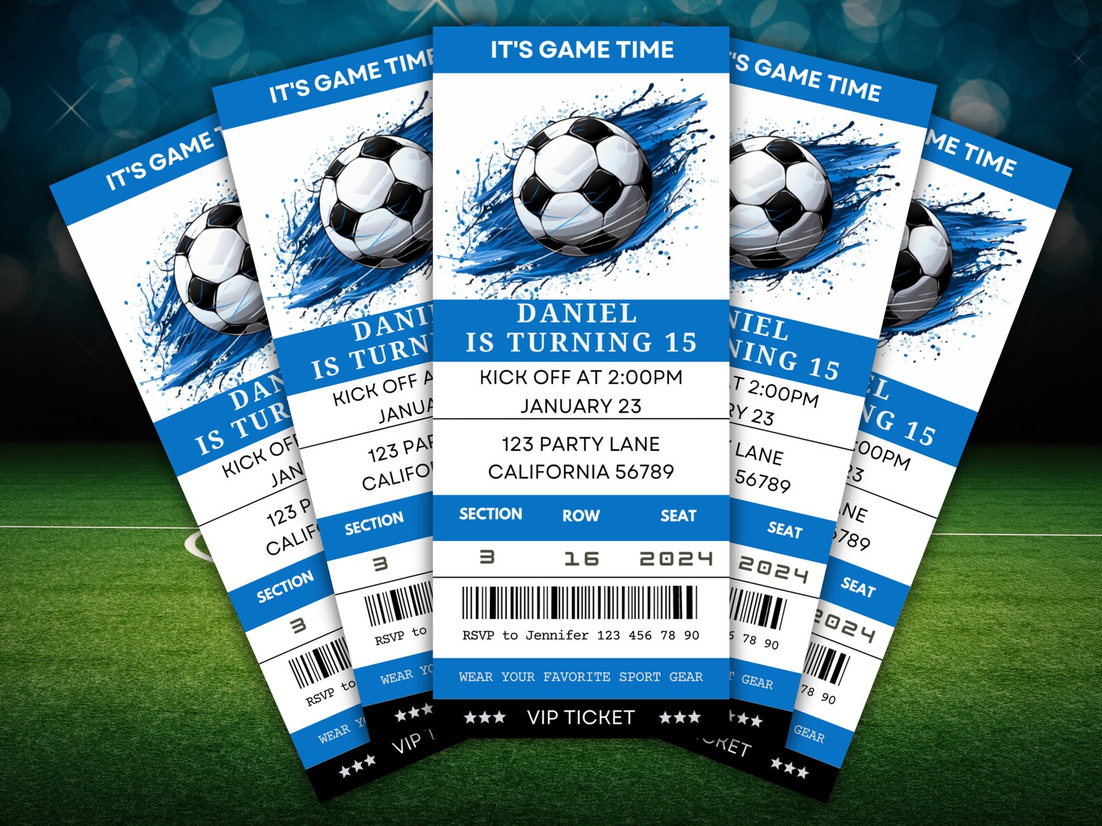 Editable Soccer Ticket Invitation Template: Sport Birthday Party ...