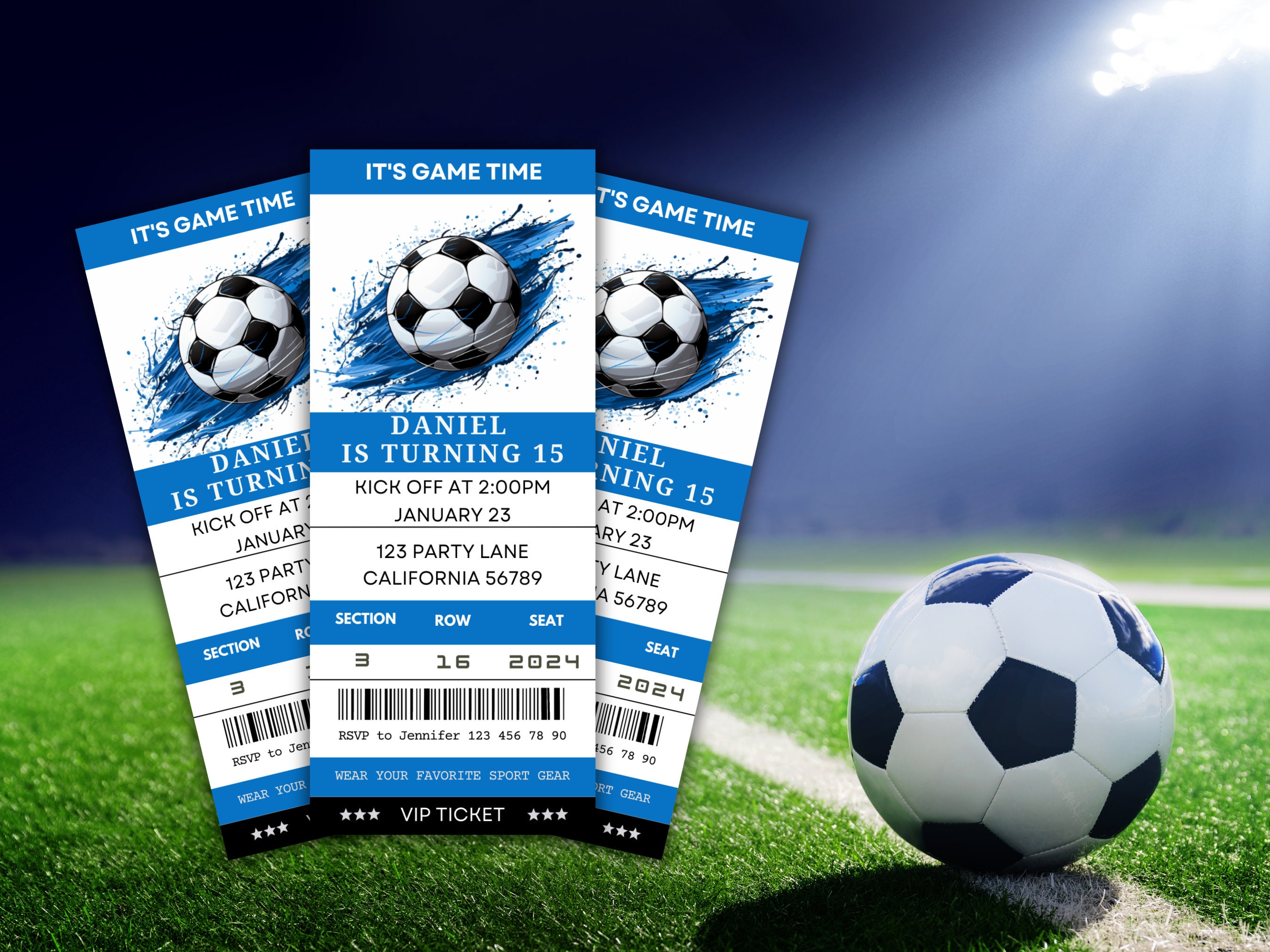 Editable Football Ticket Invitation Template Sport Invitation ...
