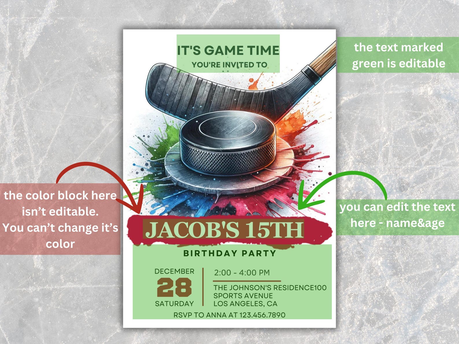 Editable Hockey Birthday Invitation: Canva Printable (digital Download ...
