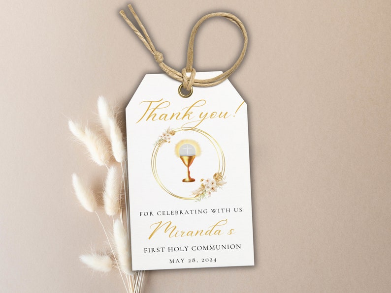 Editable Communion Gift Tag Template, Religious Thank You Stickers ...