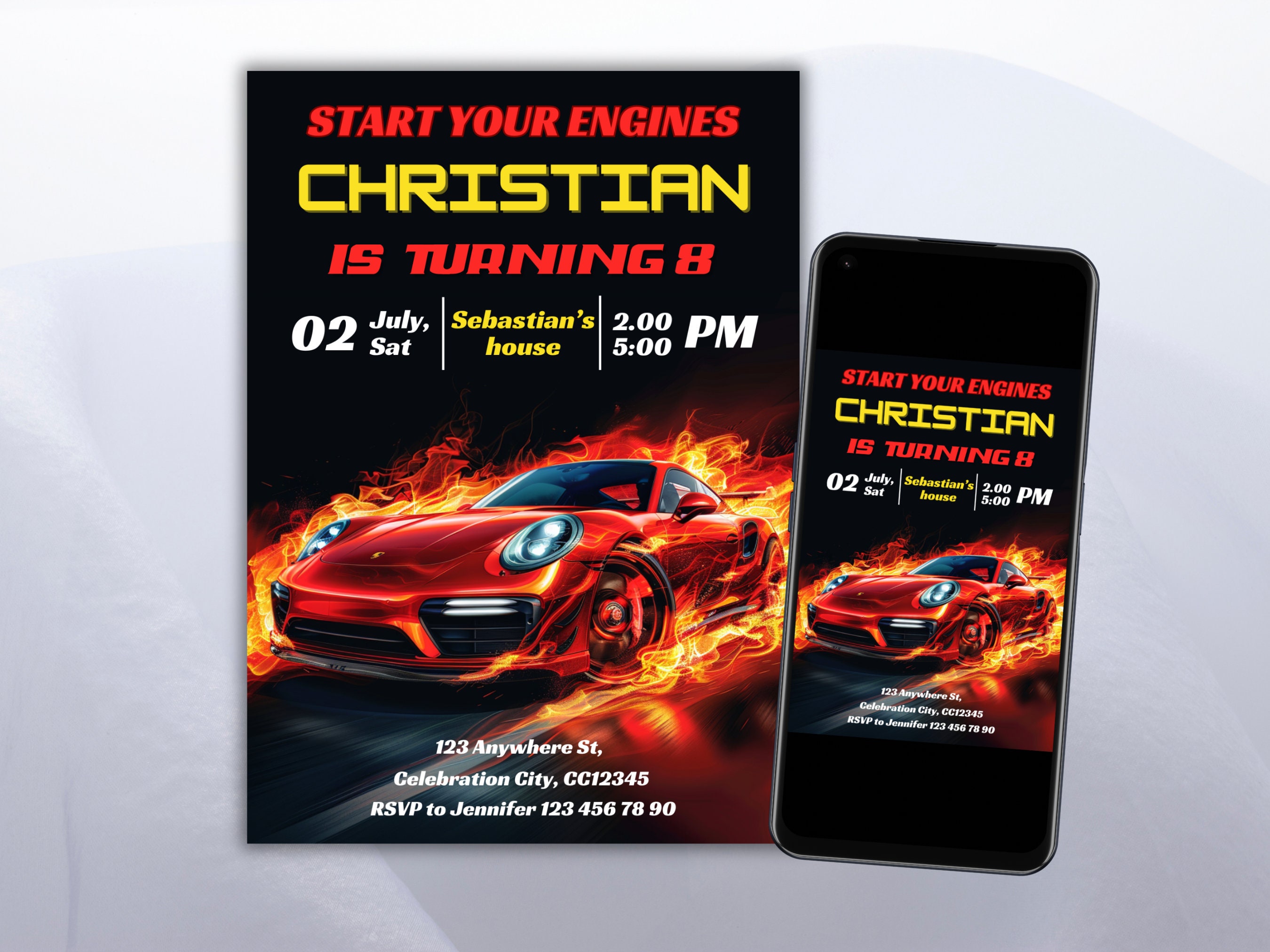 Editable Car Birthday Invitation, Race Car Template,, Porsche Invite ...