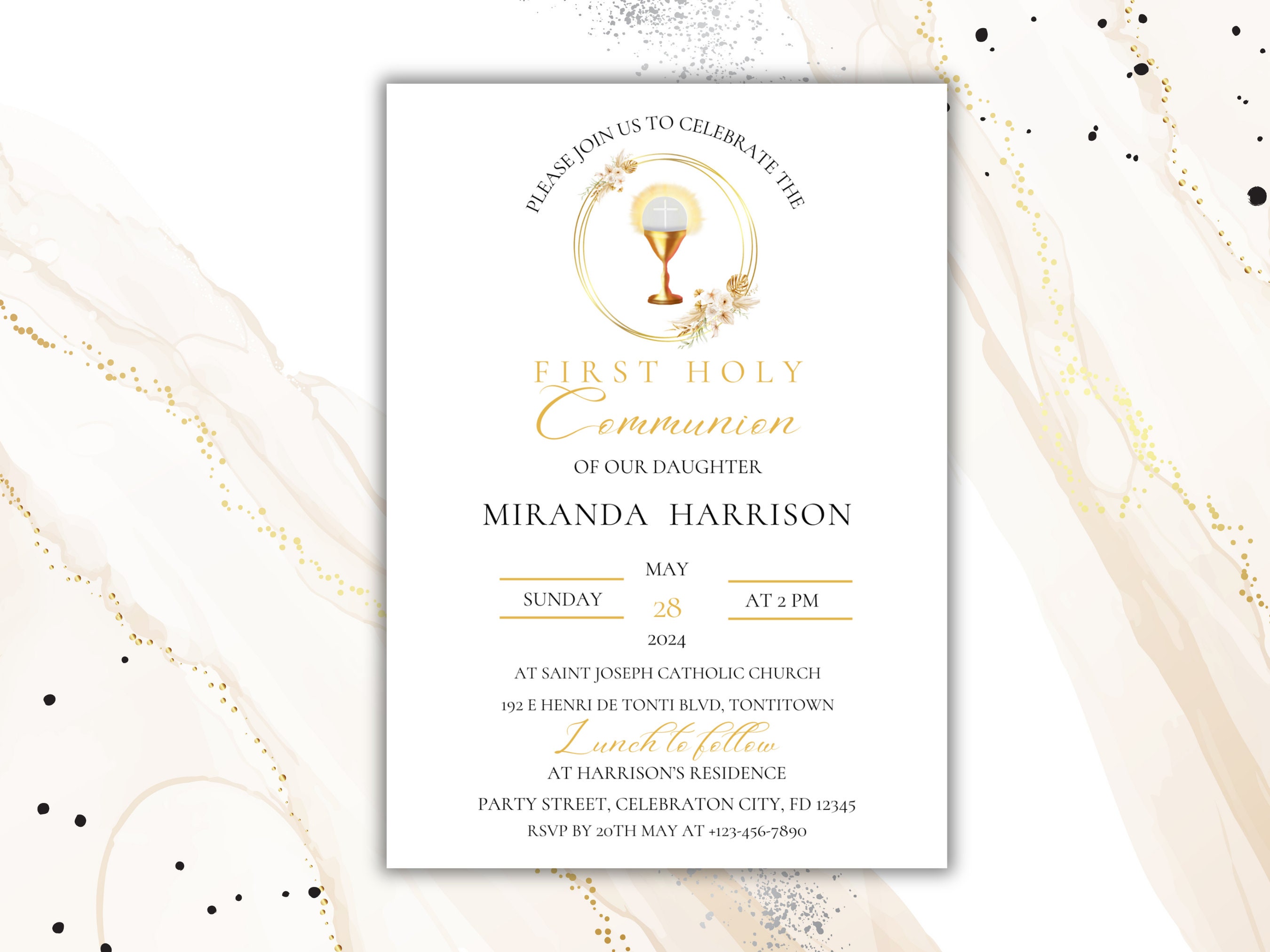 Catholic First Holy Communion Invitation, Printable Templates ...