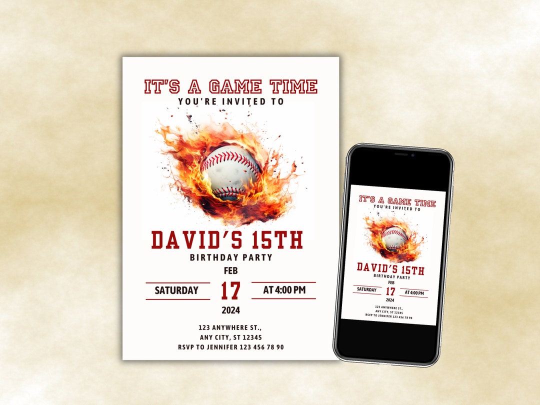 Editable Baseball Birthday Invitation: Sports Theme (digital Download ...