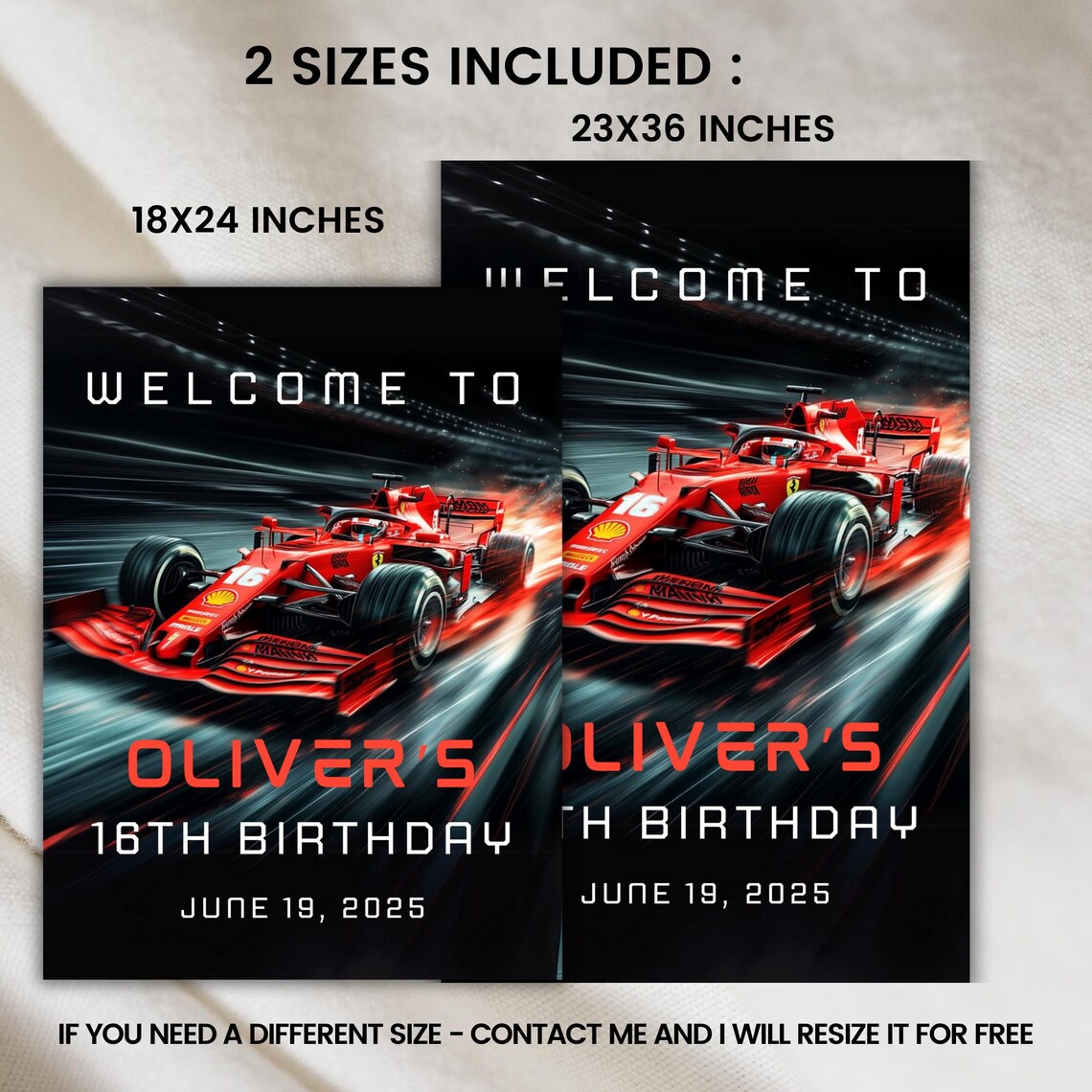 F1 Birthday Welcome Sign , Formula 1 Ferrari Race Car Party Decor - Etsy