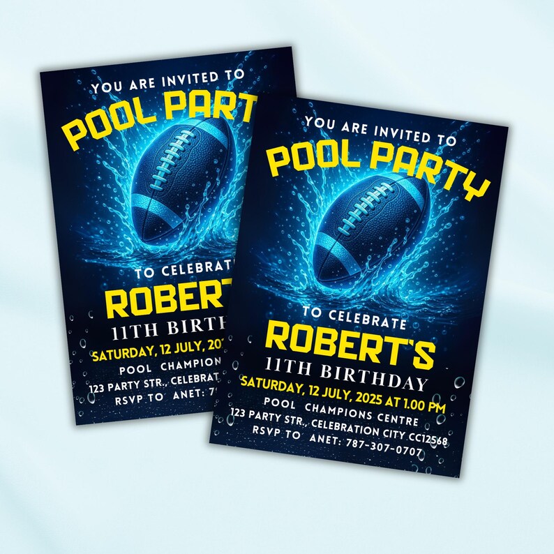 Football Pool Party Invitation: Editable Sports Birthday Template ...