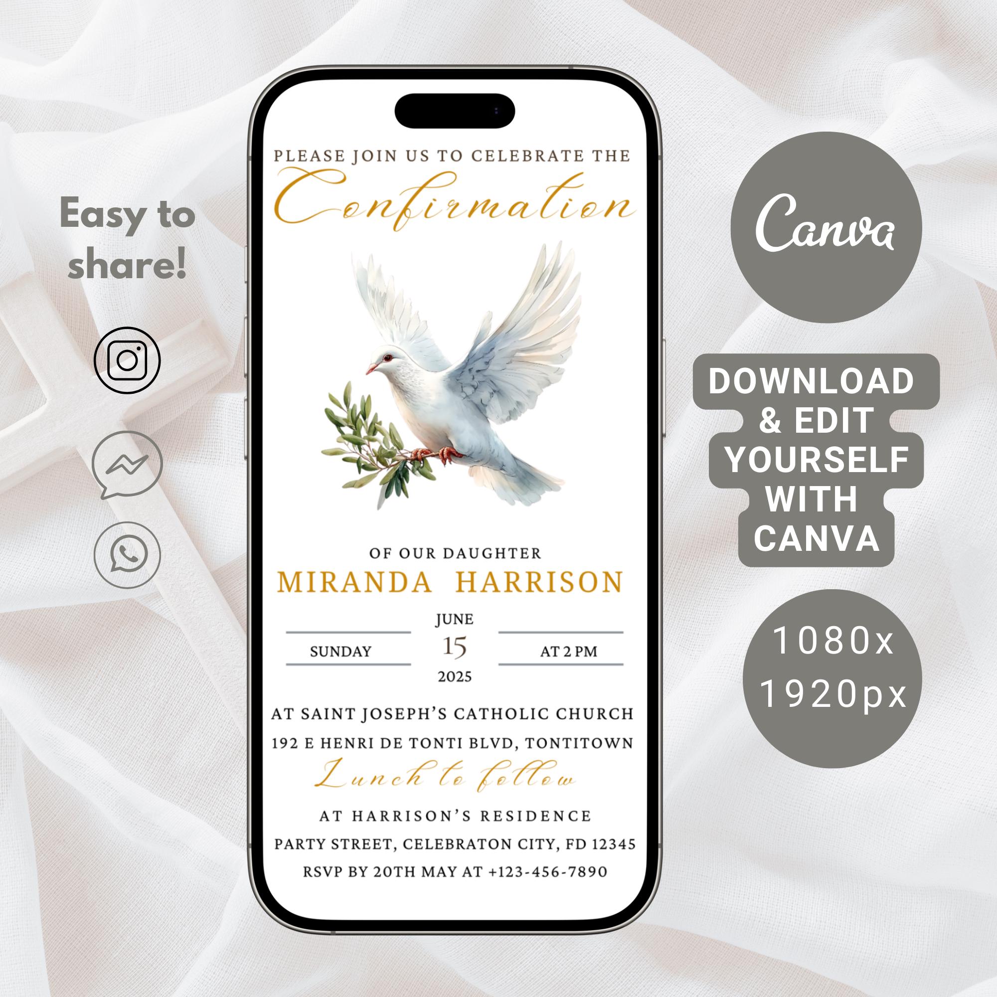 Confirmation Invitation , Editable Template , Sacred Sacrament ...
