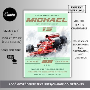 Ferrari Race Car Birthday Invitation | Sport Car Invite | Formula 1 ...