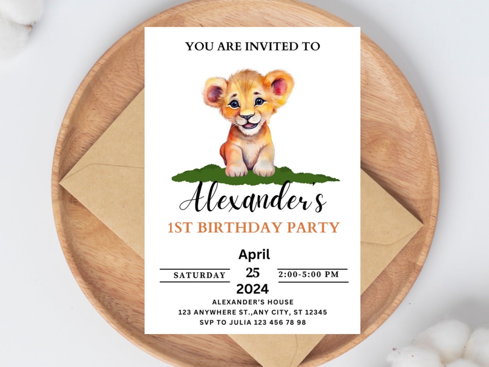 Lion 1st Birthday Invitation, Wild One Invitation Printable, 1st ...