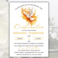 Purple Confirmation Invitation Template, Modern Confirmation Invitation ...