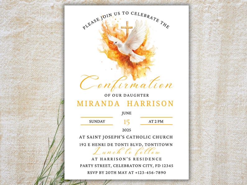 Confirmation Invitation, Catholic Confirmation Invite, Instant Download ...