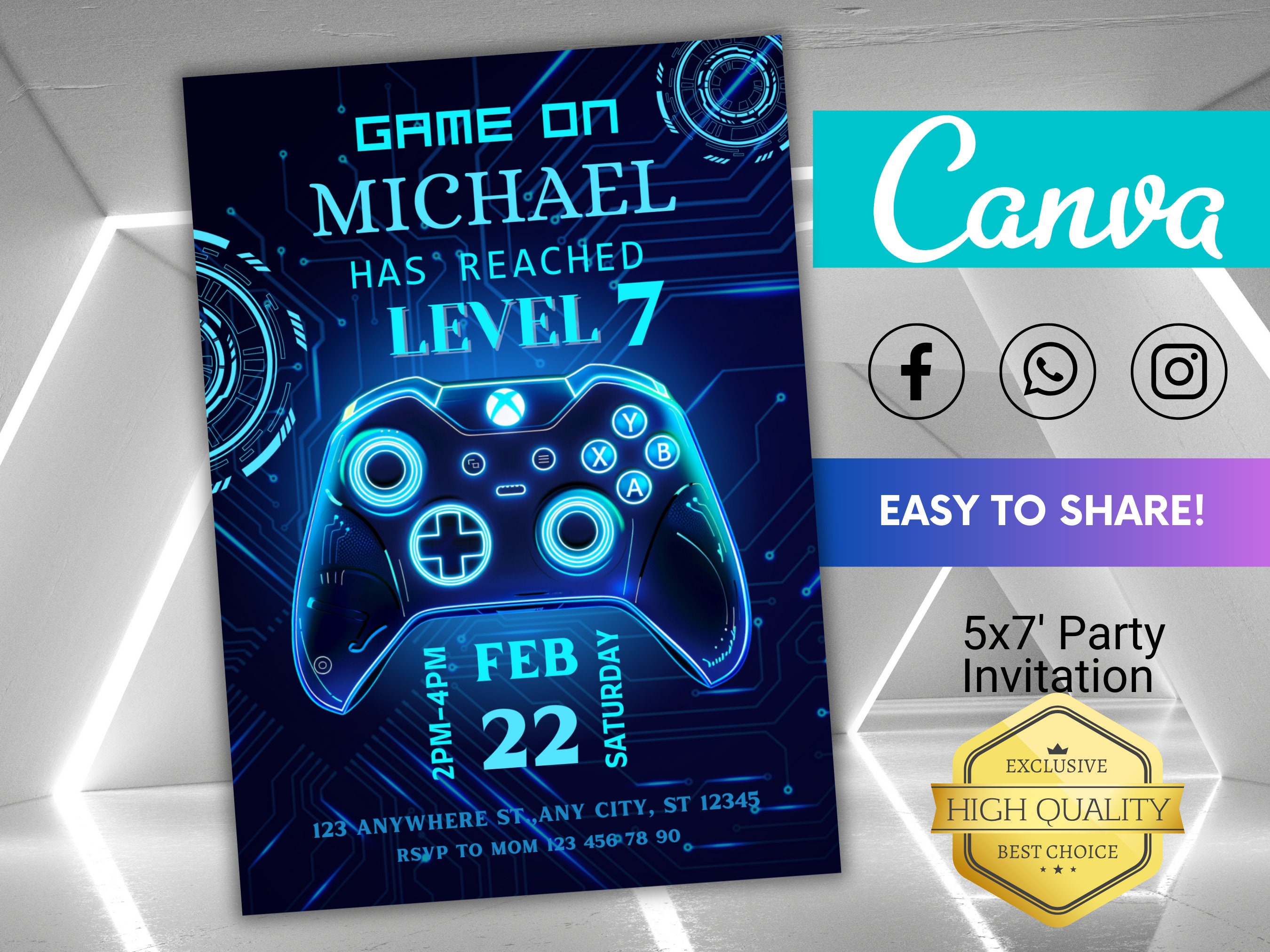 Editable Gaming Birthday Invitation, Gamer Invitation, Instant Download ...
