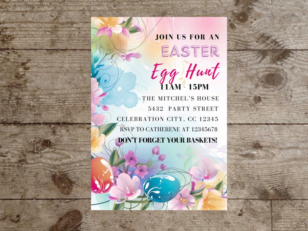 Editable Easter Party Invitation, Printable Easter Party Invitation ...