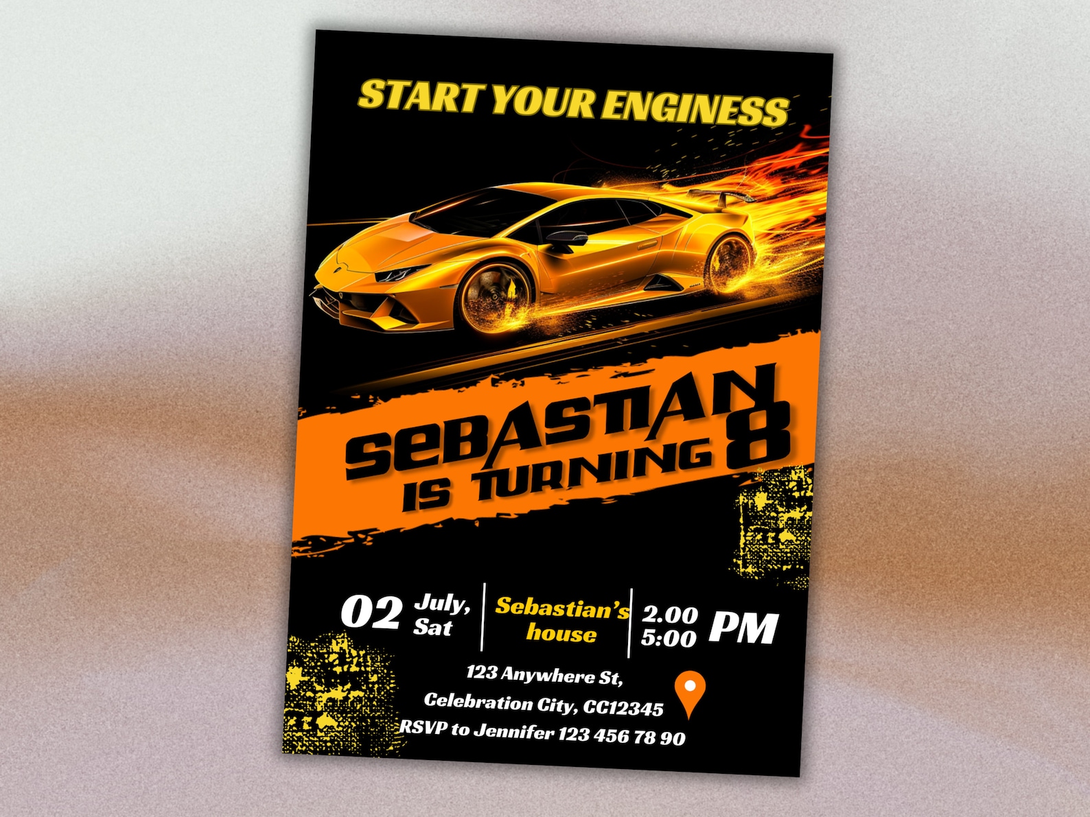 Lamborghini Birthday Invitation, Race Car Party Invite, Editable ...