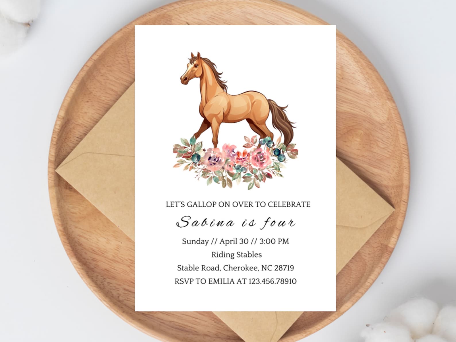 Editable Horse Birthday Invitation Template | Customizable Canva Design ...