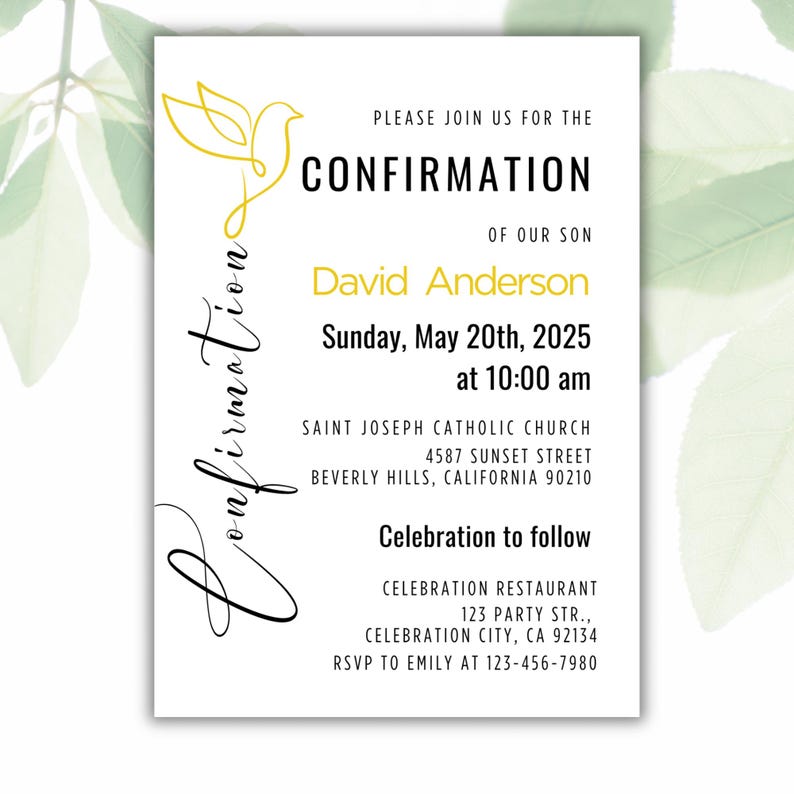Modern Confirmation Invite Catholic Ceremony | Editable Canva ...