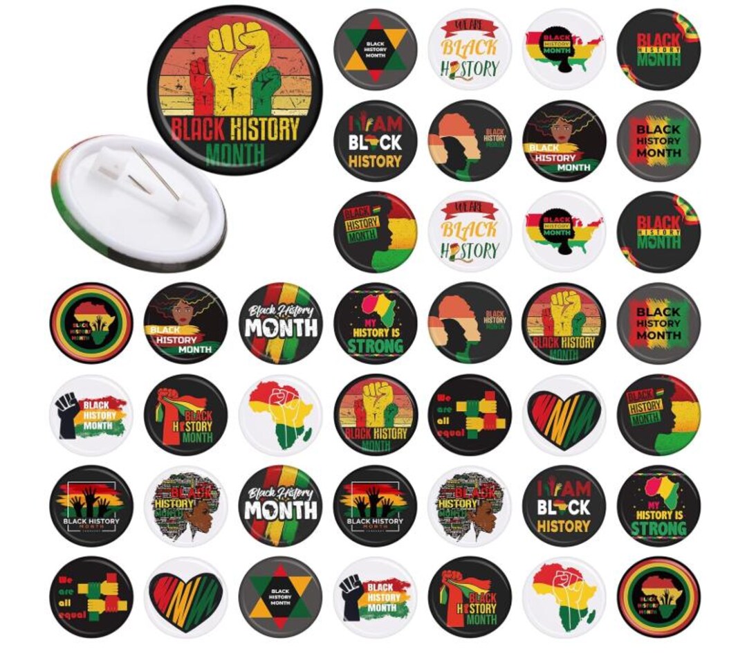 Black History Month Pins 1.5 in Black History Buttons Badges Pins ...