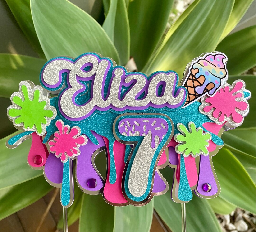 Handmade Personalised Slime Theme Cake Topper - Etsy