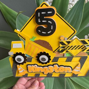 Personalised Construction Theme Cake Topper - Etsy